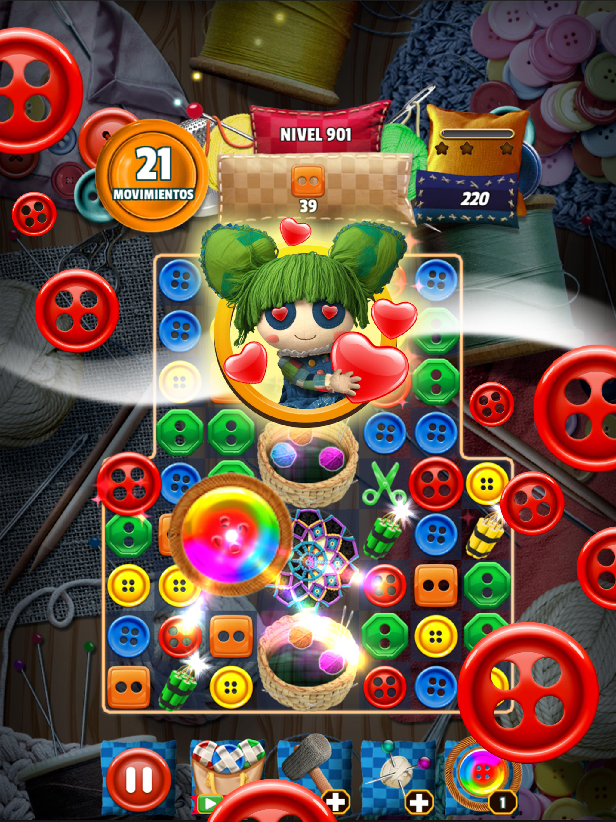 Button Eyed Rag Doll Match 3 android iOS apk download for free-TapTap