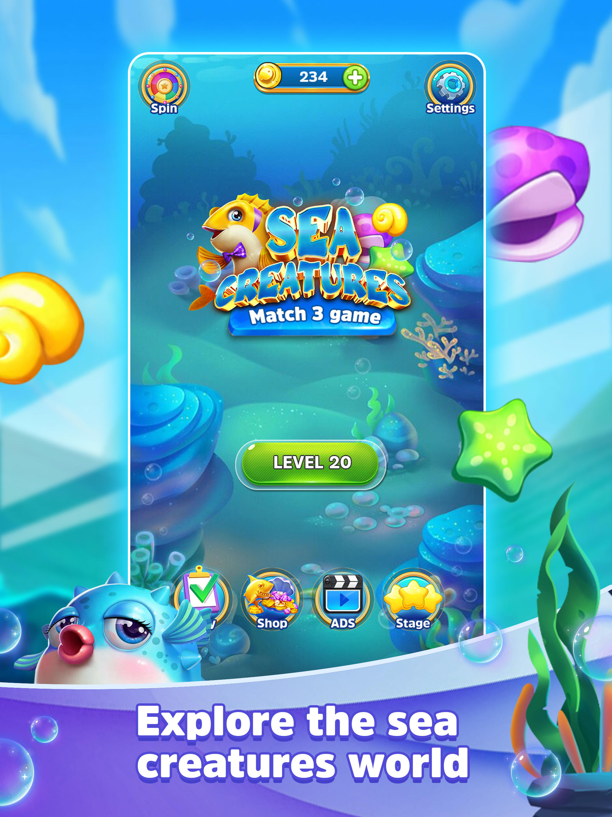 Sea creatures - Match 3 game android iOS apk download for free-TapTap